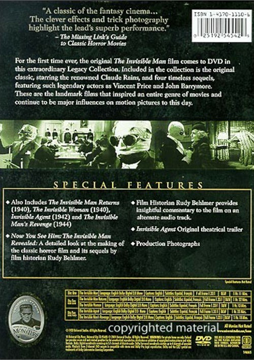 Invisible Man, The: The Legacy Collection (DVD 1933) | DVD Empire