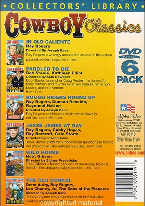 Cowboy Classics (6 DVD Box Set) (Alpha) (DVD 1931) | DVD Empire