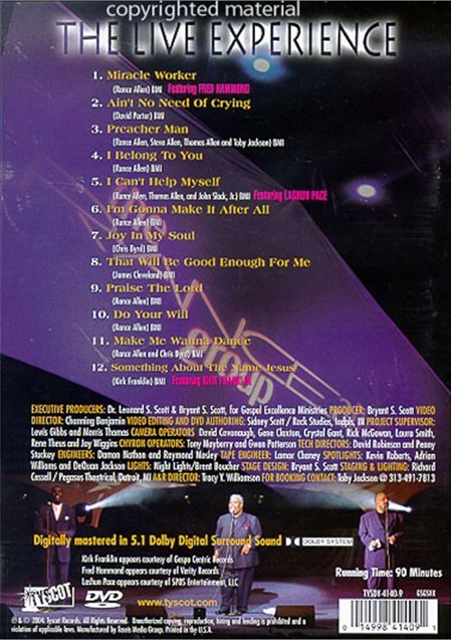Rance Allen Group: The Live Experience (DVD 2004) | DVD Empire