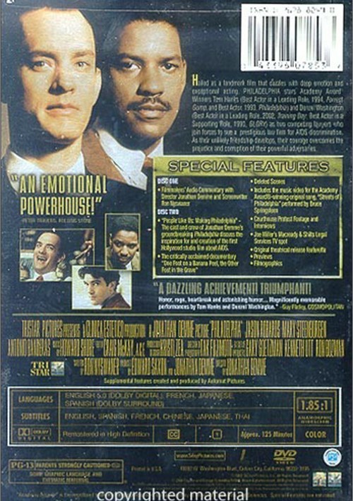 Philadelphia: Anniversary Edition (DVD 1993) | DVD Empire
