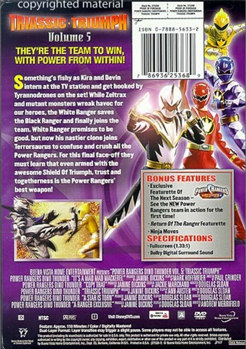 Power Rangers Dinothunder: Triassic Triumph - Volume 5 (DVD 2004) | DVD ...