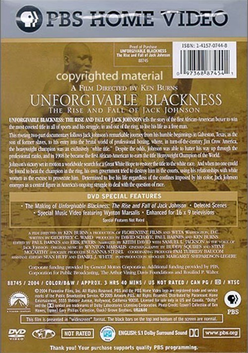 Unforgivable Blackness: The Rise And Fall Of Jack Johnson (DVD 2004 ...