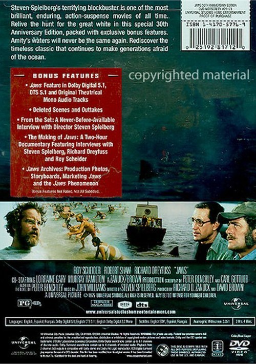 Jaws: 30th Anniversary Edition (Widescreen) (DVD 1975) | DVD Empire