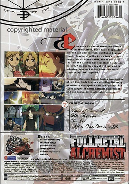 Fullmetal Alchemist: Volume 7 - Reunion On Yock Island (DVD 2004) | DVD ...
