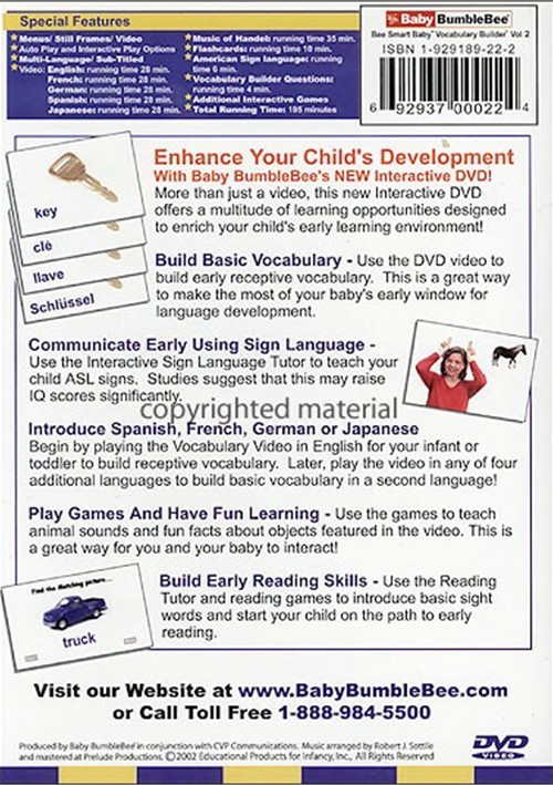 Bee Smart Baby: Vocabulary Builder Volume 2 (DVD 2002) | DVD Empire