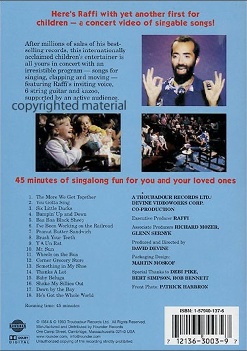 Raffi: A Young Children's Concert With Raffi (DVD 1993) | DVD Empire